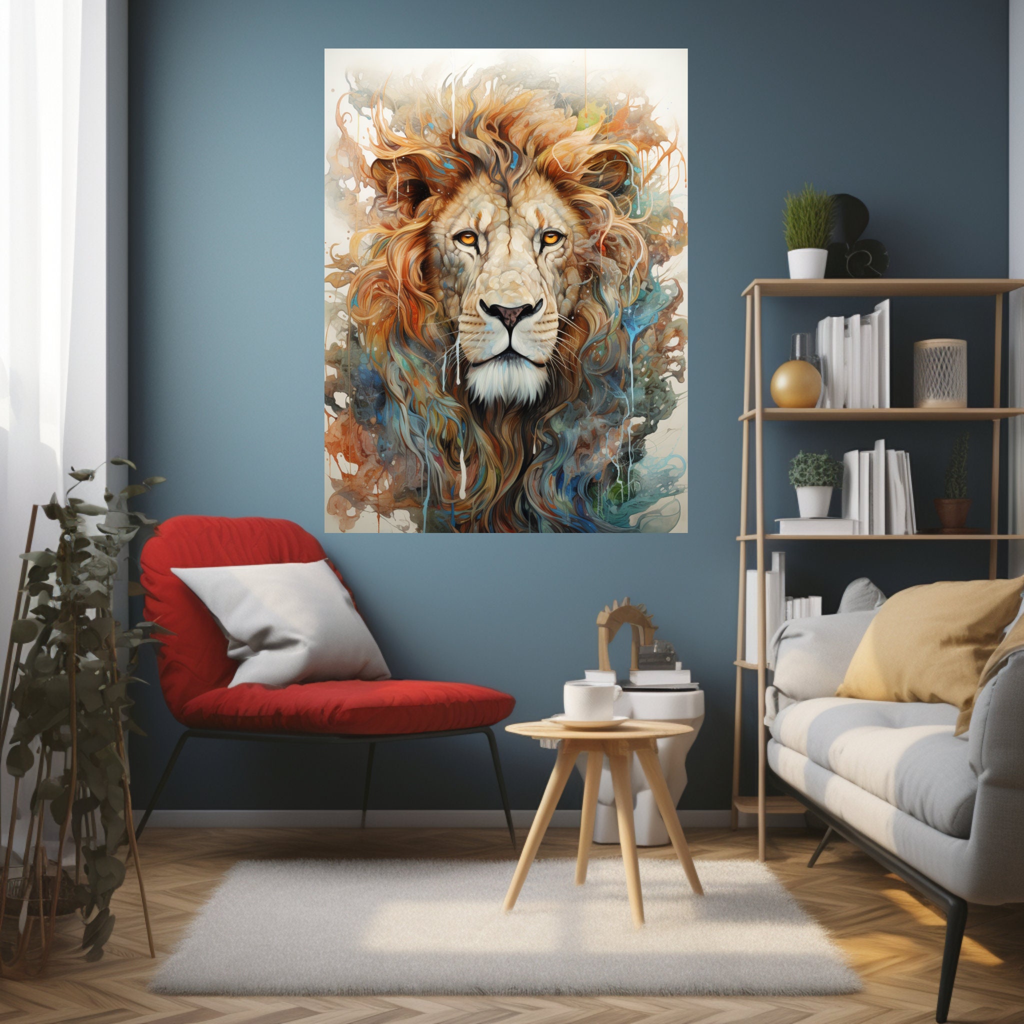 Lion Abstract Art Print |lion Poster |colorful Lion Wall Art| Lion ...