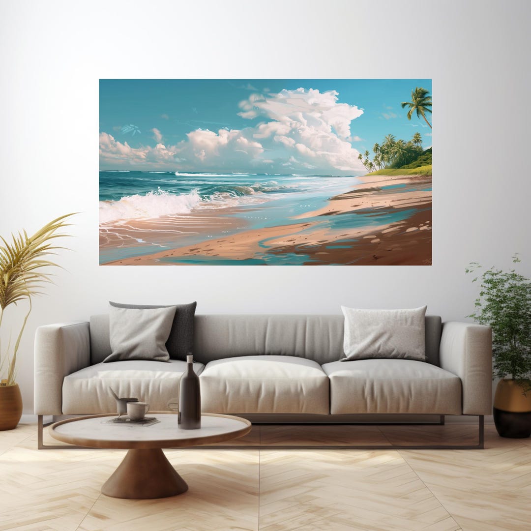 Beach Abstract Art beach Poster Ocean Wall Art Sea Digital ...