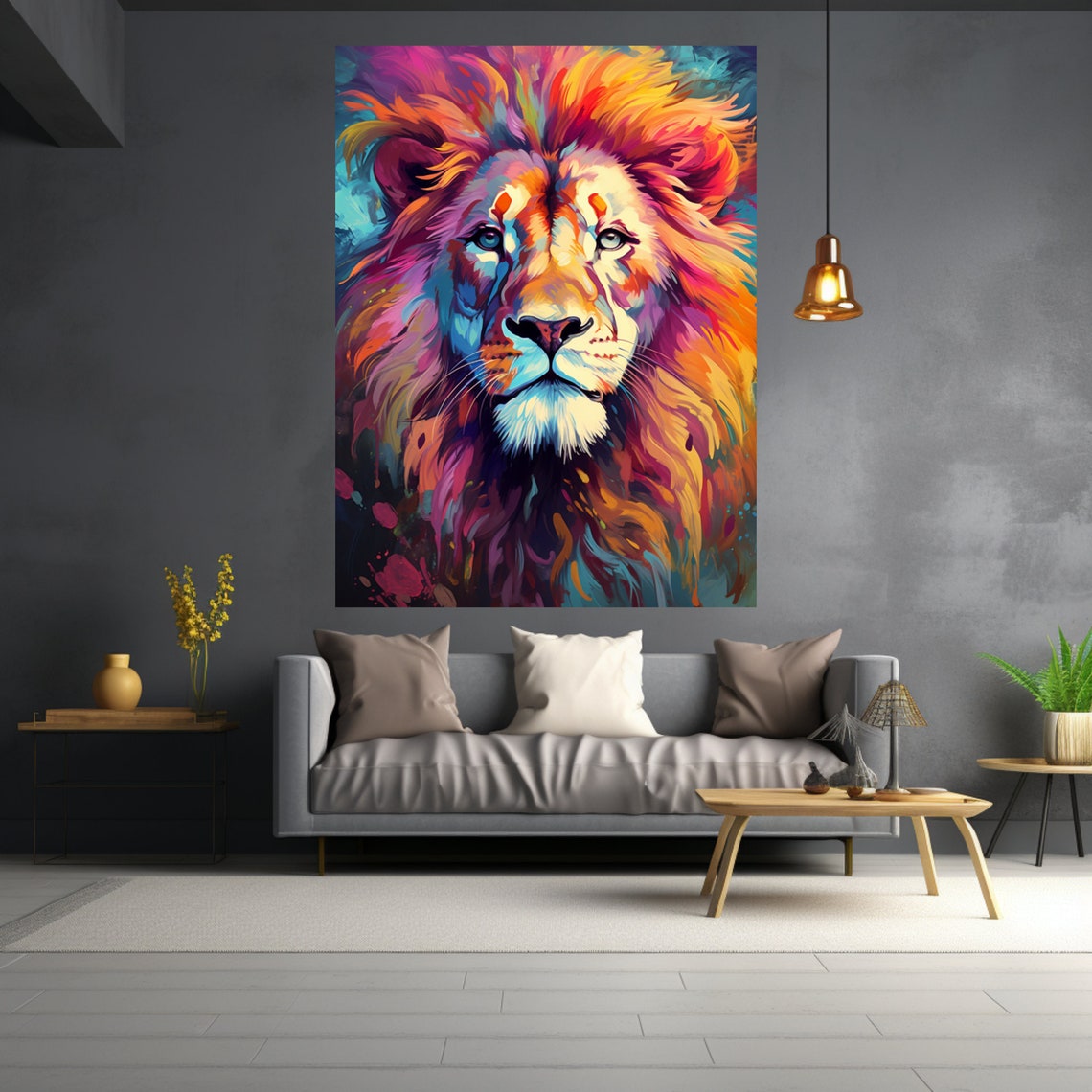 Lion Abstract Print |lion Poster |colorful Lion Wall Art| Lion Digital ...