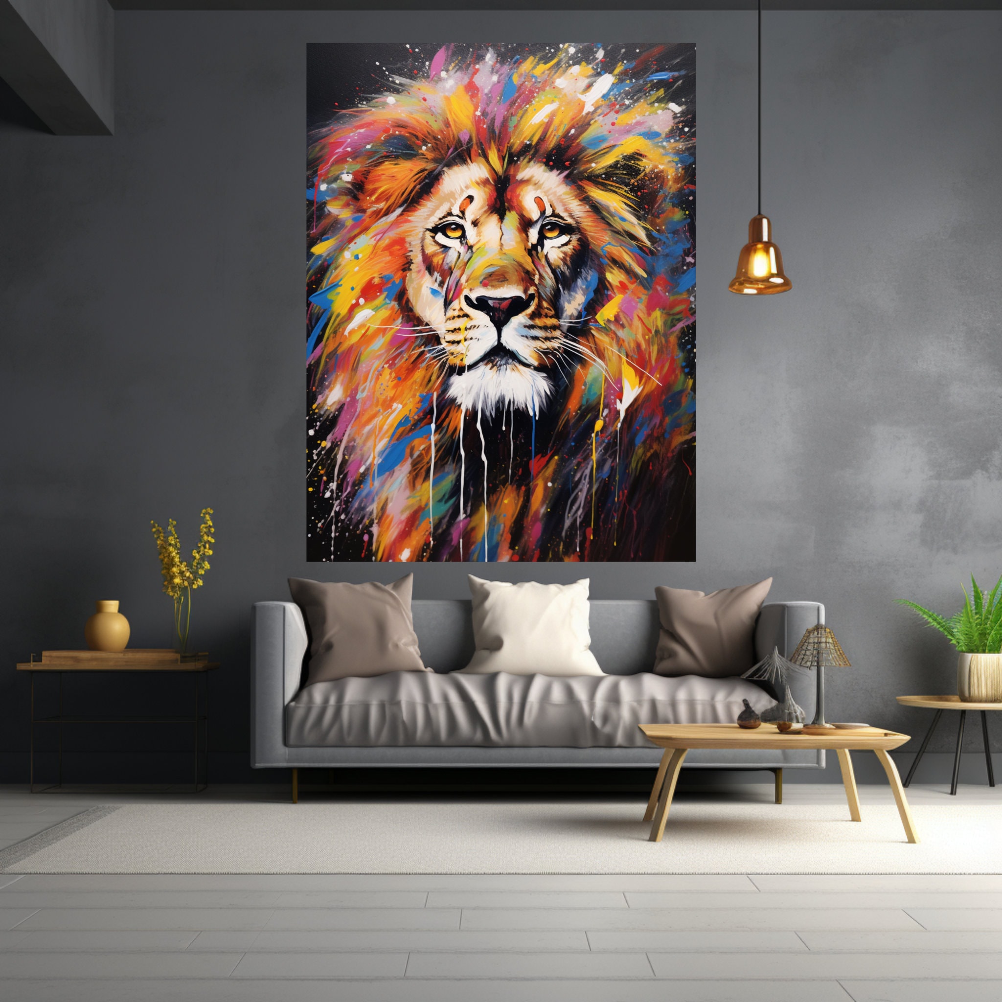 Lion Abstract Print lion Poster colorful Lion Wall Art Lion - Etsy