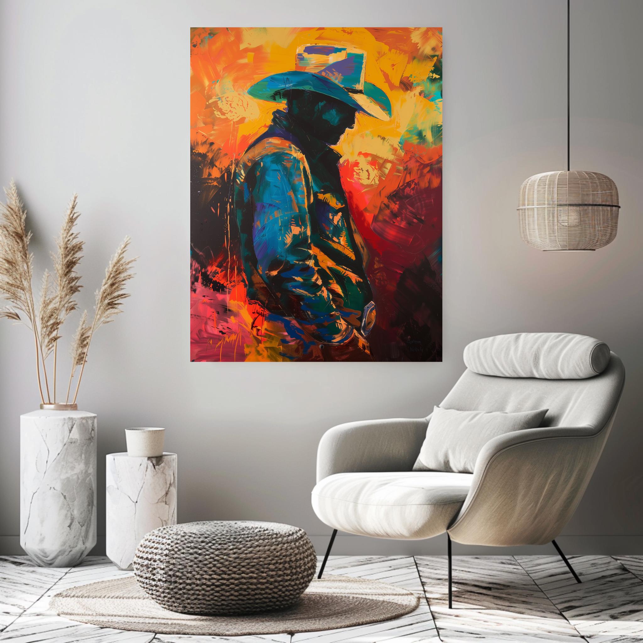 Cowboy Abstract Art Western Printprintable Wall Artcowboy Postercowboy ...