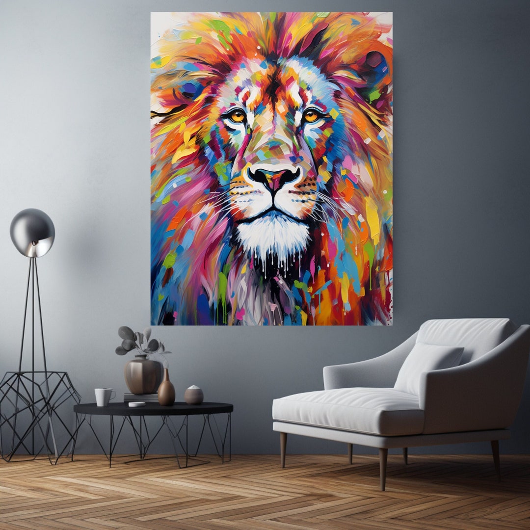 Lion Abstract Print |lion Poster |colorful Lion Wall Art| Lion Digital ...