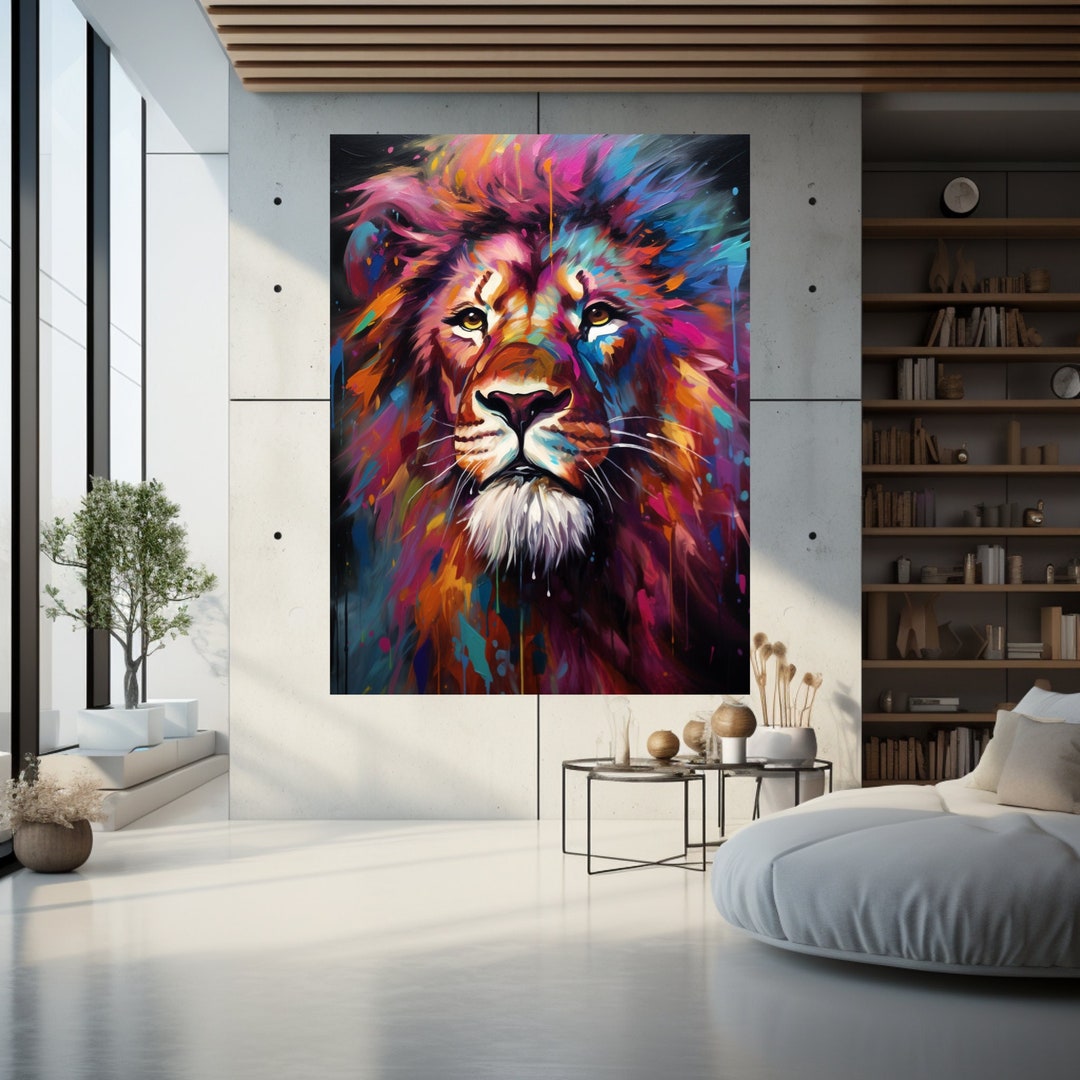 Lion Abstract Art Print lion Poster colorful Lion Wall Art - Etsy
