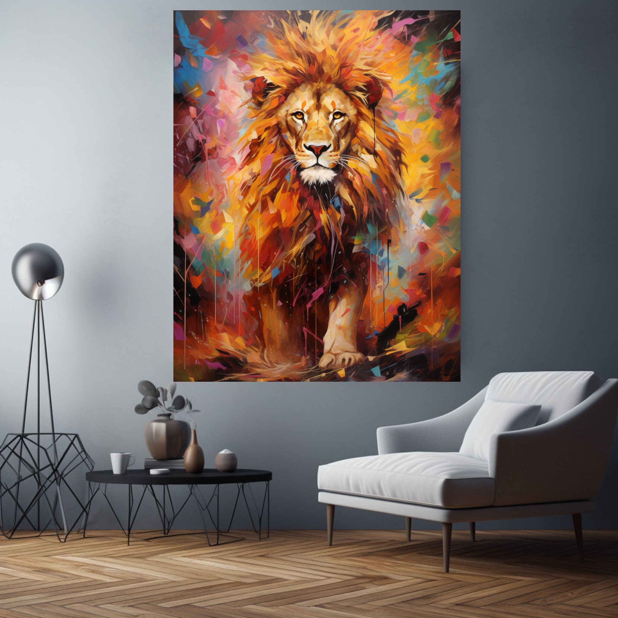 Lion Abstract Print lion Poster colorful Lion Wall Art Lion Digital ...