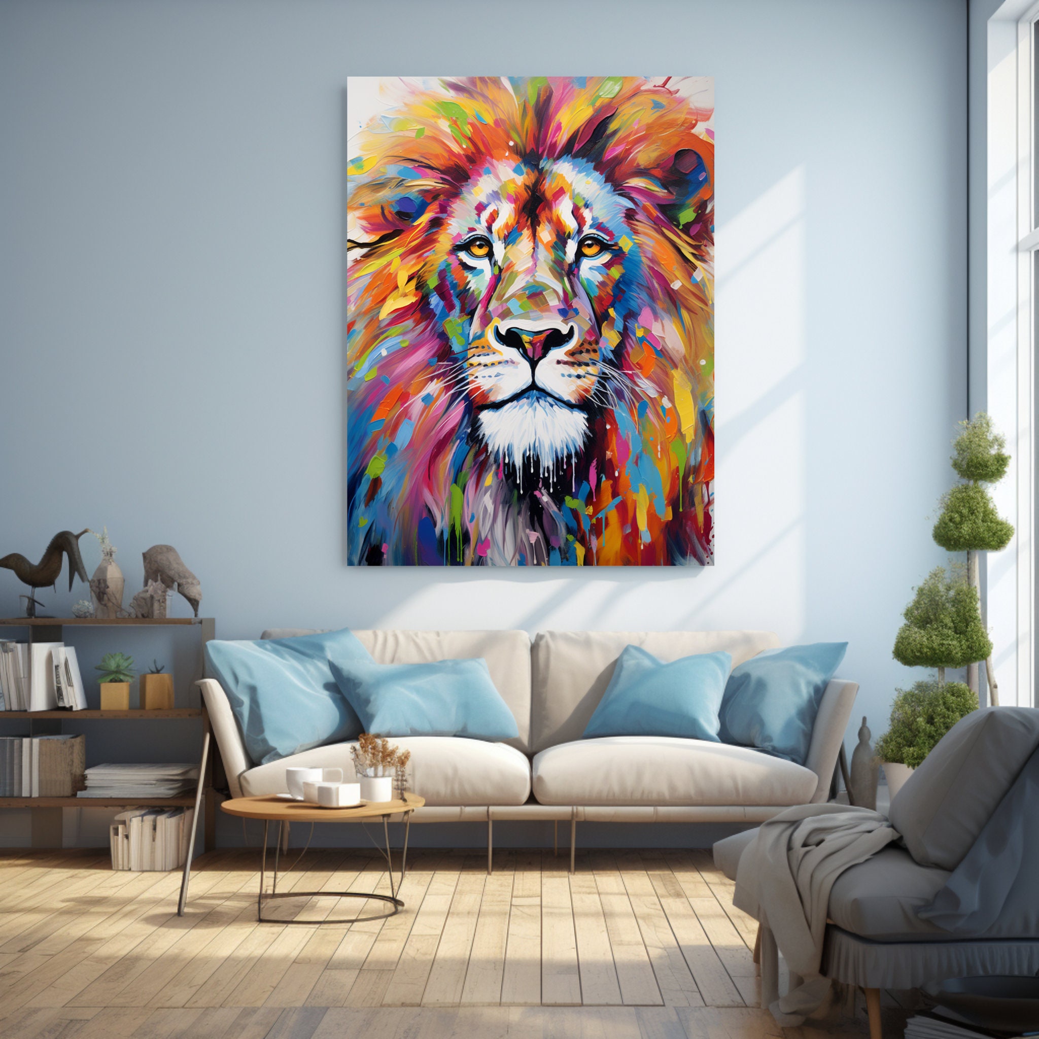 Lion Abstract Print |lion Poster |colorful Lion Wall Art| Lion Digital ...