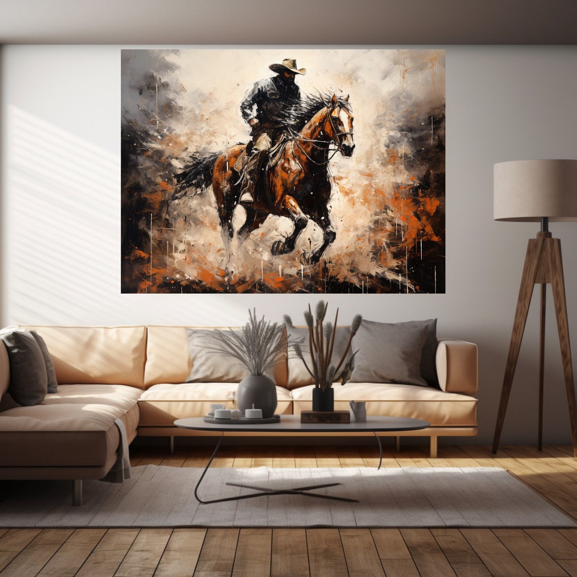 Cowboy Abstract Art Western Printprintable Wall Artcowboy - Etsy