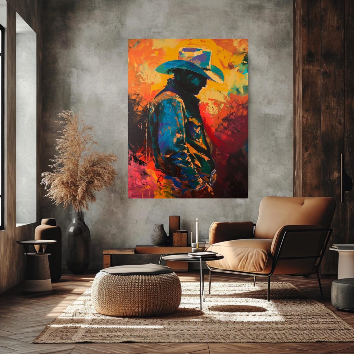 Cowboy Abstract Art Western Printprintable Wall Artcowboy Postercowboy ...