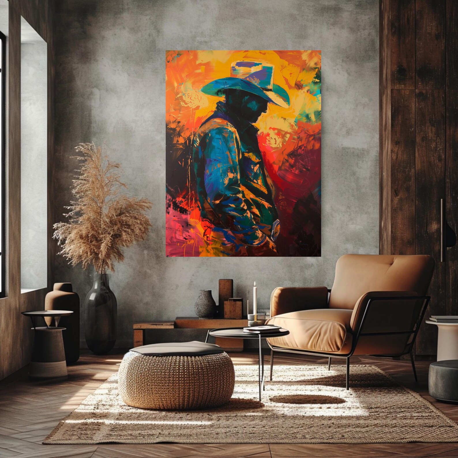 Cowboy Abstract Art Western Printprintable Wall Artcowboy Postercowboy ...