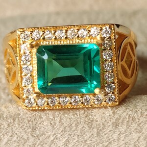 Lab Emerald Men's Ring Men's Jewelry Ring Handmade Men's Ring Handmade ...