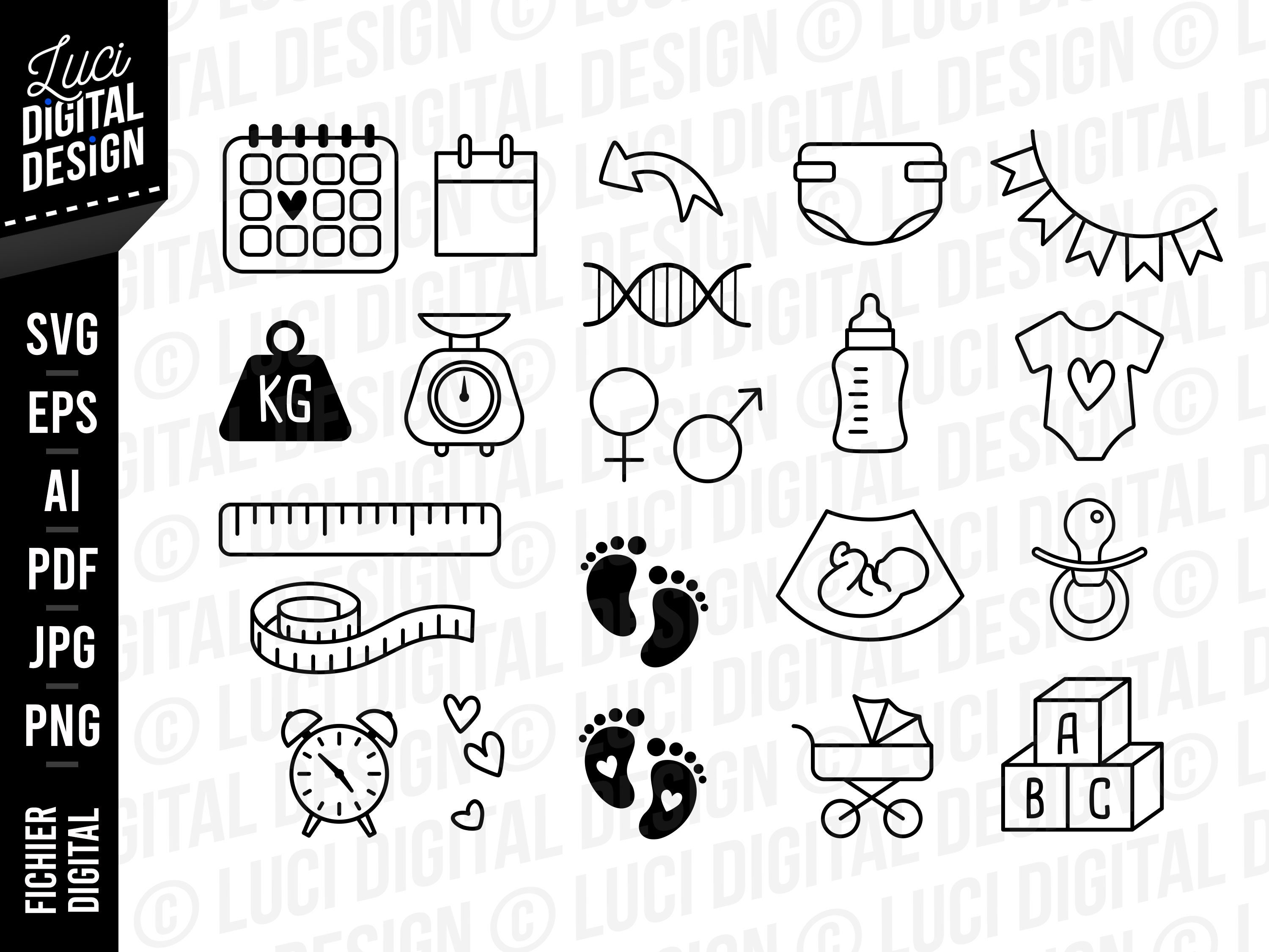 SVG naissance cricut, téléchargement svg bébé, poids kg taille cm date ...