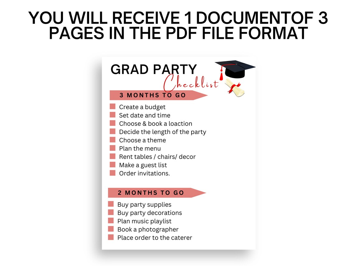 Graduation Party Checklist, Graduation Party Planning Checklist, Grad ...