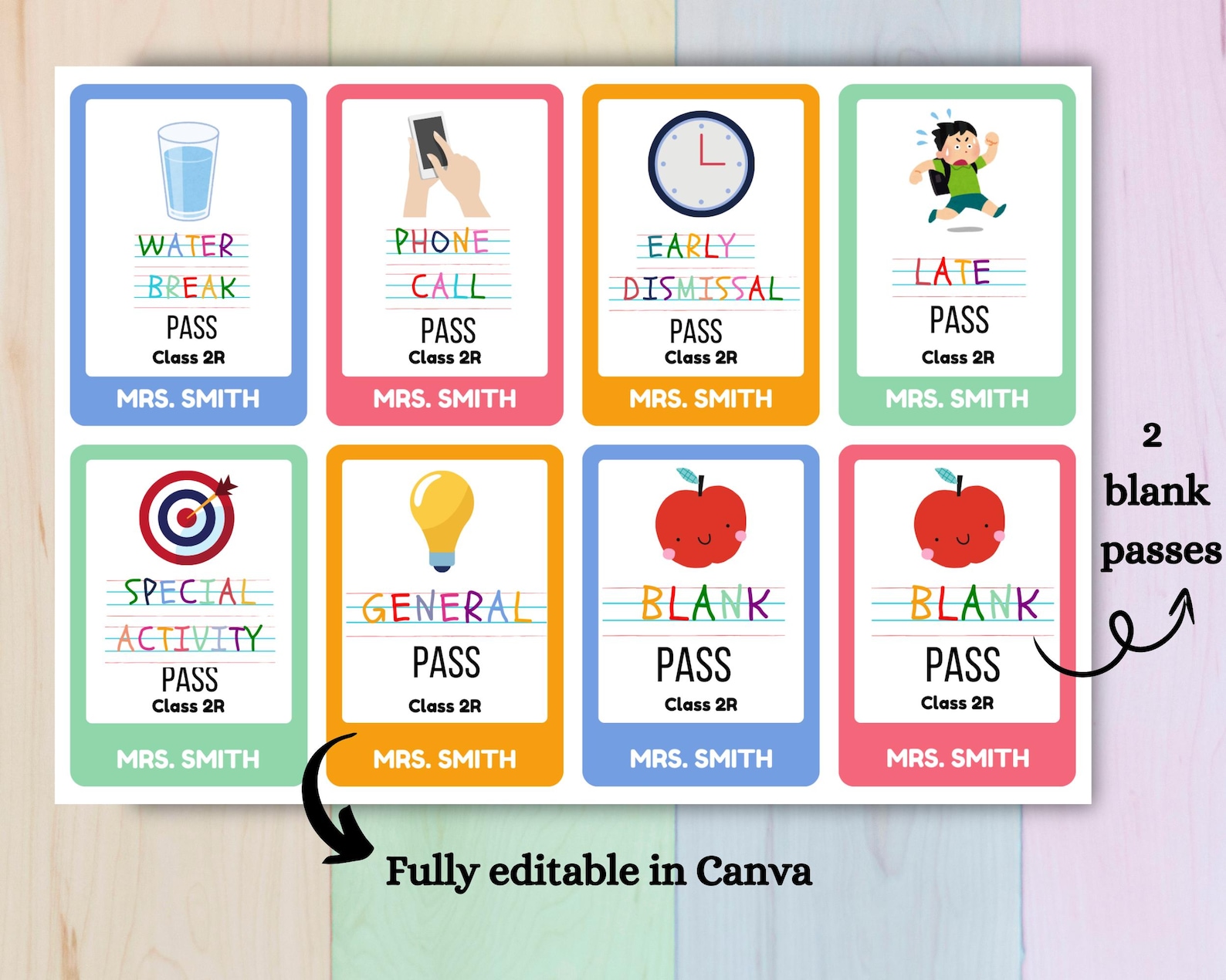 Classroom Hall Passes, Bathroom Pass, Nurse Pass, Back to School Pass ...