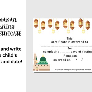 Ramadan Fasting Certificate, Fasting Certificate for Kids, Certificate ...