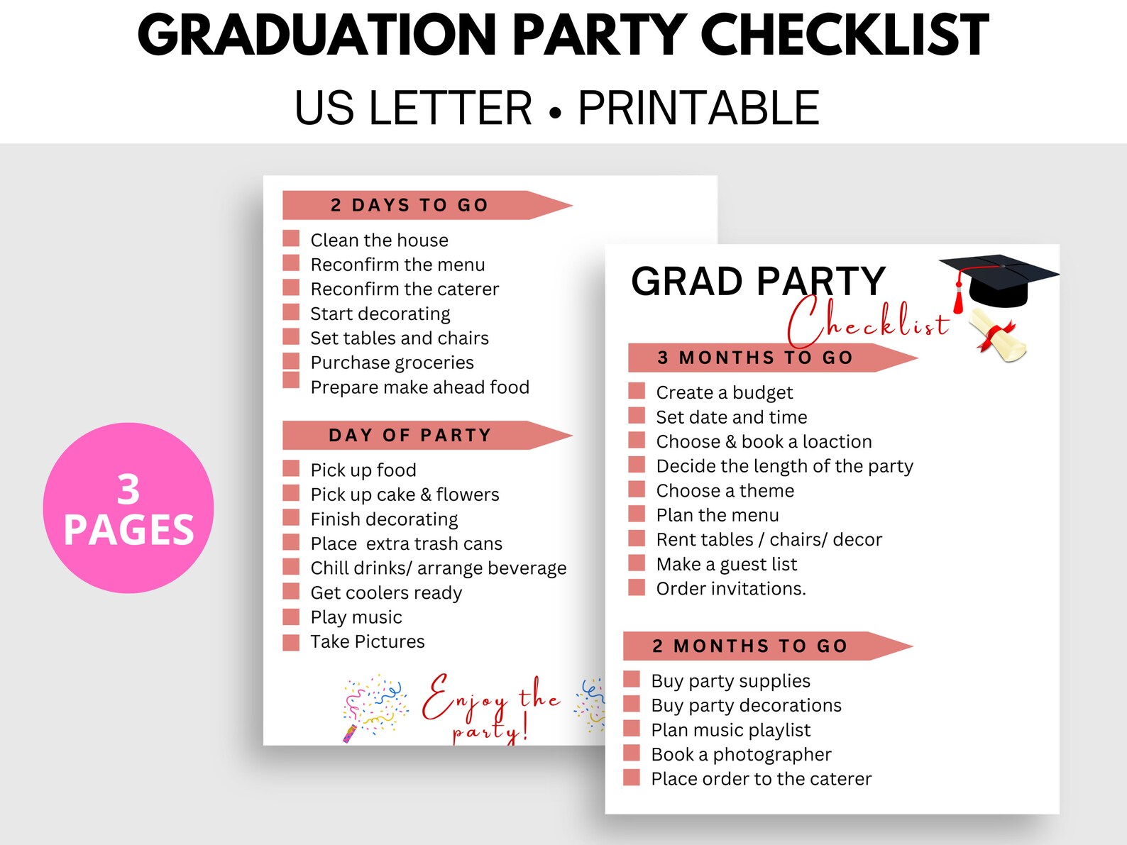 Graduation Party Checklist, Graduation Party Planning Checklist, Grad ...