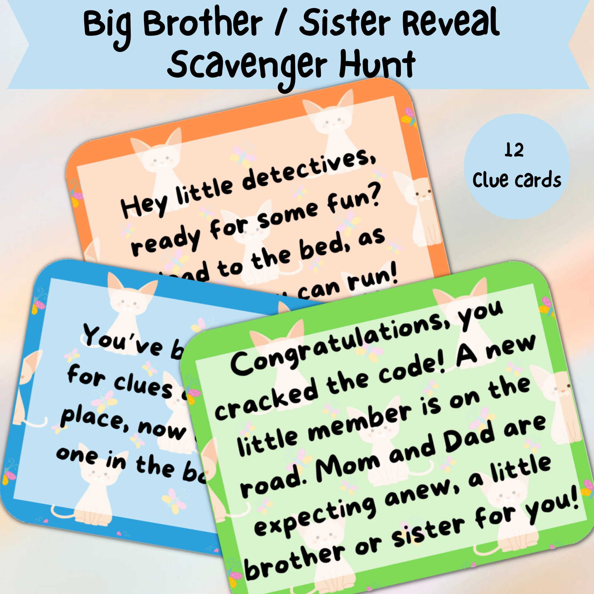 Printable Pregnancy Reveal Scavenger Hunt for Siblings, New Baby ...