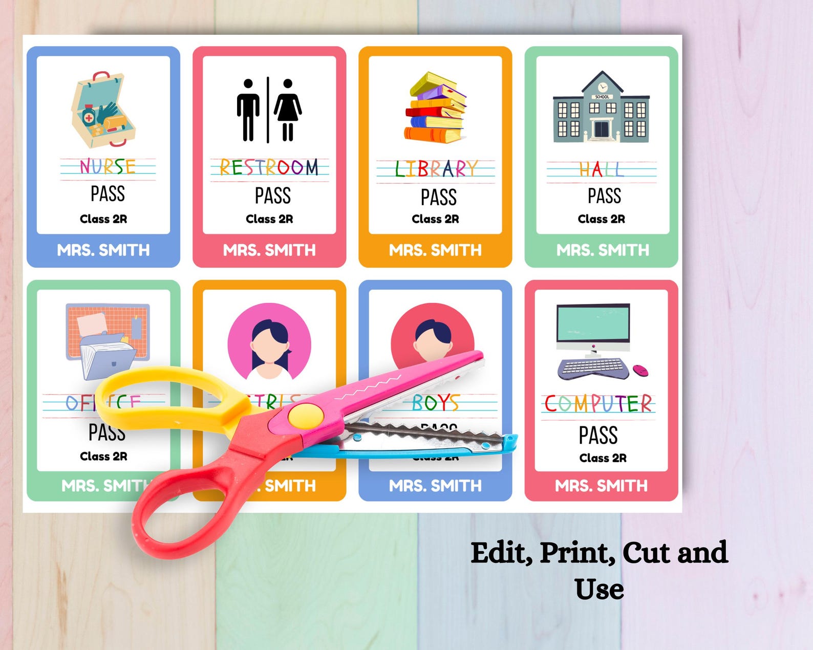 Classroom Hall Passes, Bathroom Pass, Nurse Pass, Back to School Pass ...