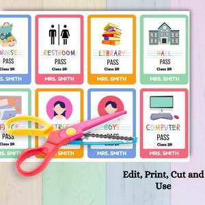 Classroom Hall Passes, Bathroom Pass, Nurse Pass, Back to School Pass ...