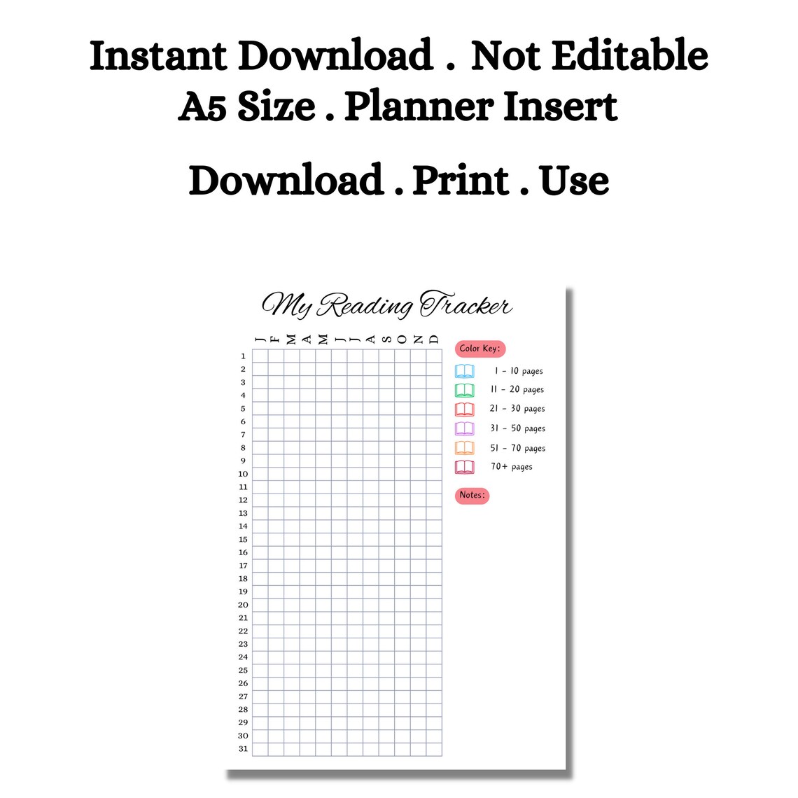 Reading Tracker, A5 Journal Page, Printable Reading Tracker, Reading ...