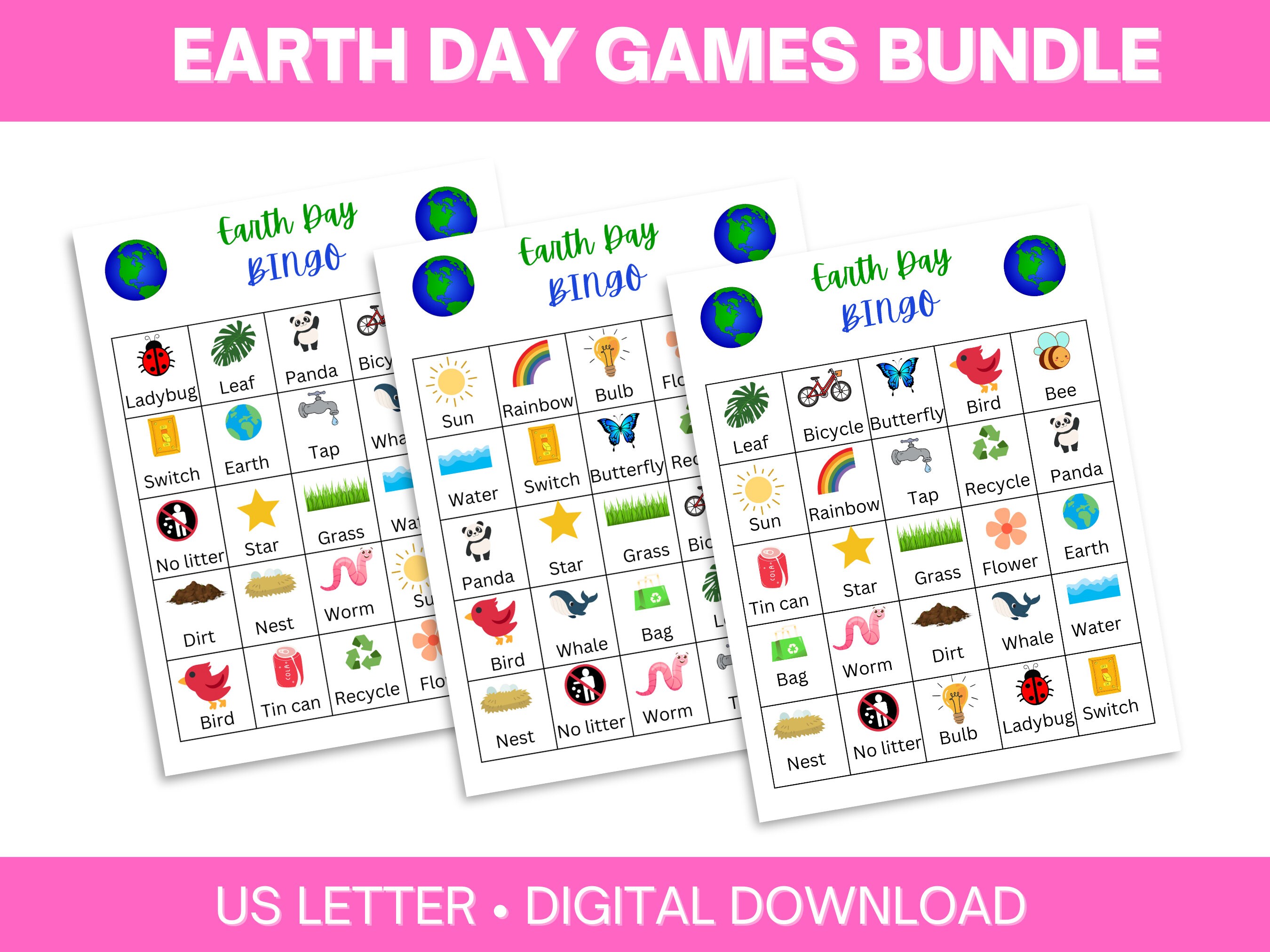 Earth Day Games, Earth Scavenger Hunt, Earth Bingo Game, Earth Day Word ...