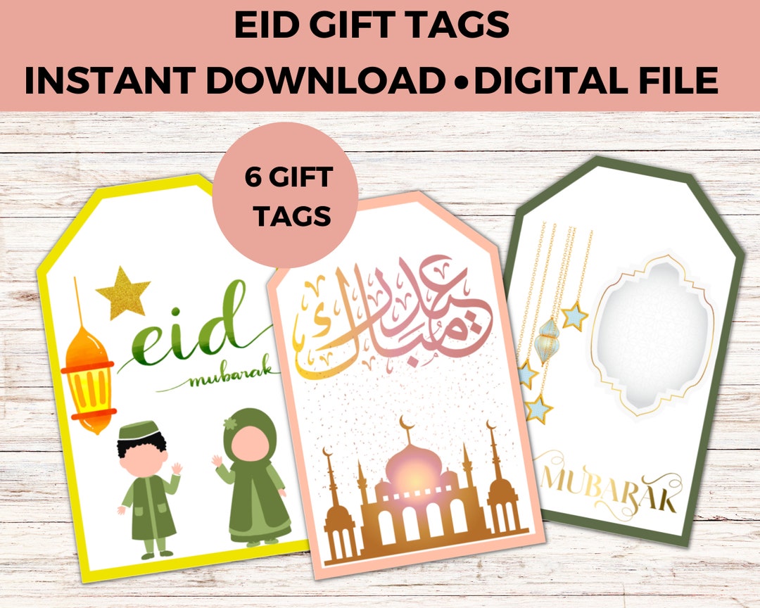 Eid Mubarak Tags Printable, Eid Gift Tags, Happy Eid, Ramadan Eid Decor ...