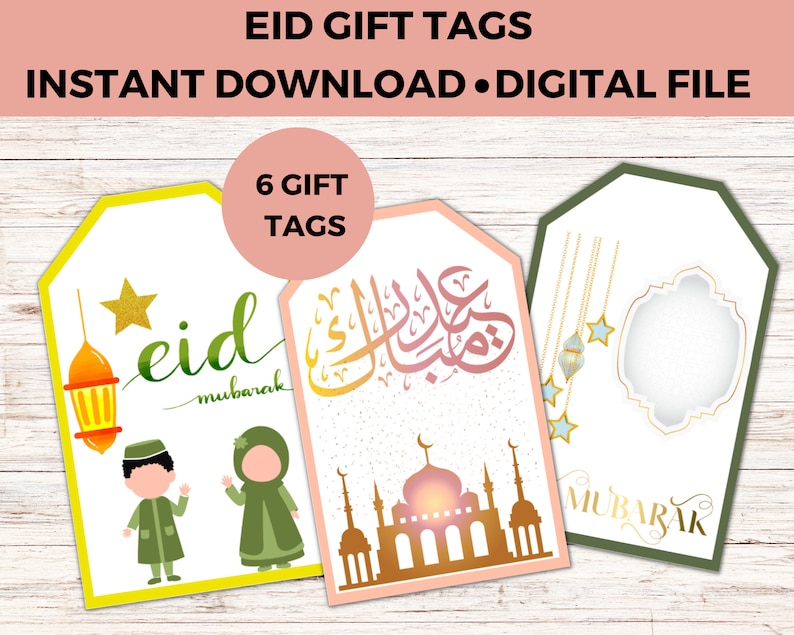 Eid Mubarak Tags Printable, Eid Gift Tags, Happy Eid, Ramadan Eid Decor ...