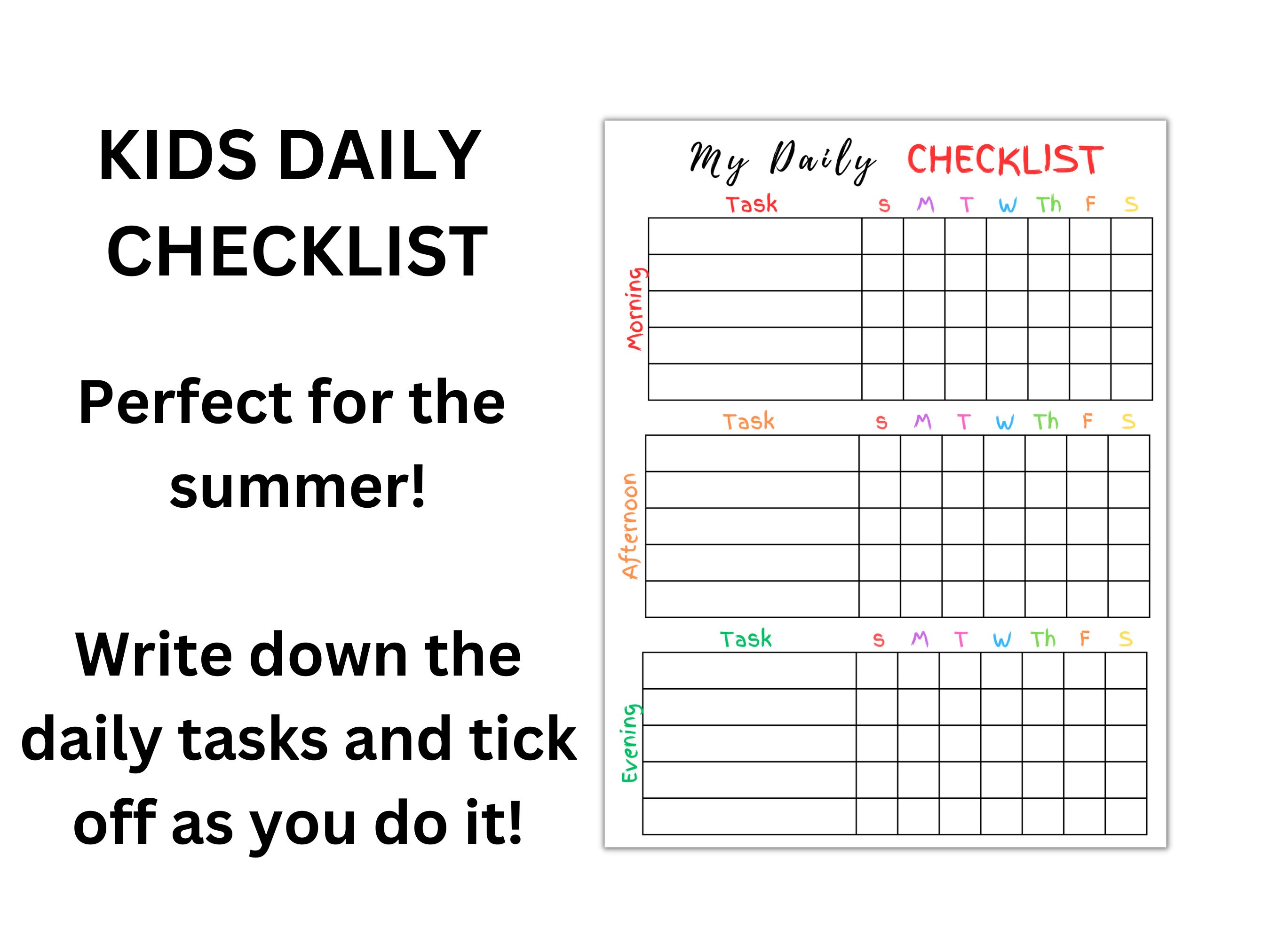 Kids Daily Checklist, Kids Daily Routine, Kids Checklist, Kids Daily ...