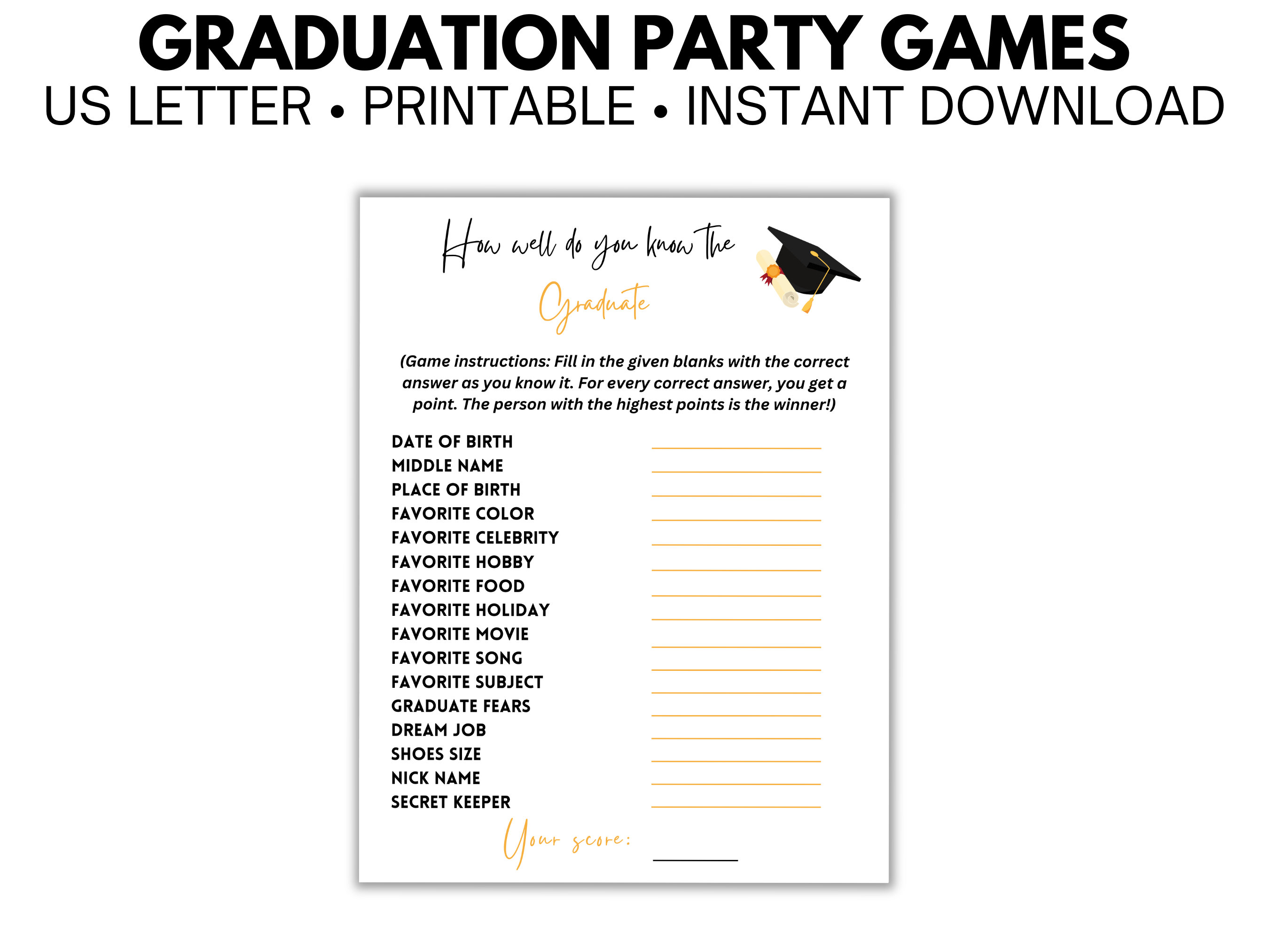 Graduation Party Games, Do You Know the Graduate, Who Knows the ...