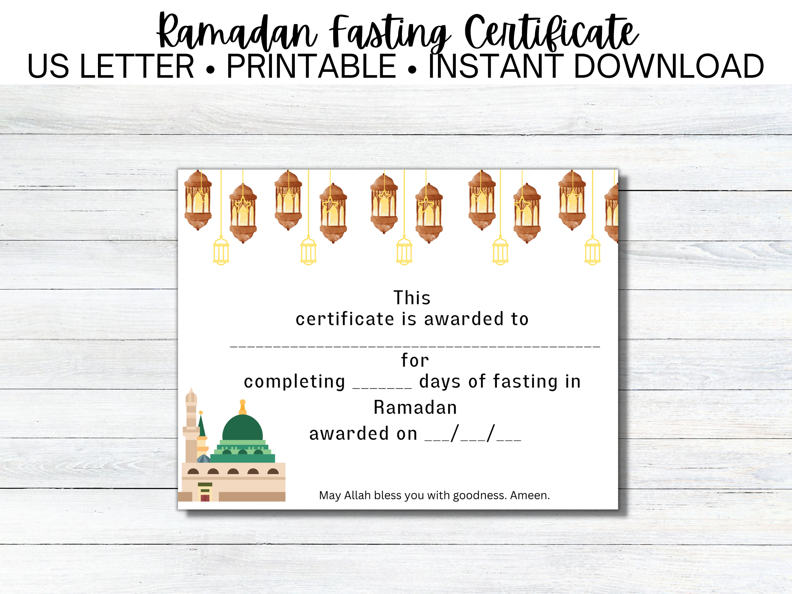 Ramadan Fasting Certificate, Fasting Certificate for Kids, Certificate ...
