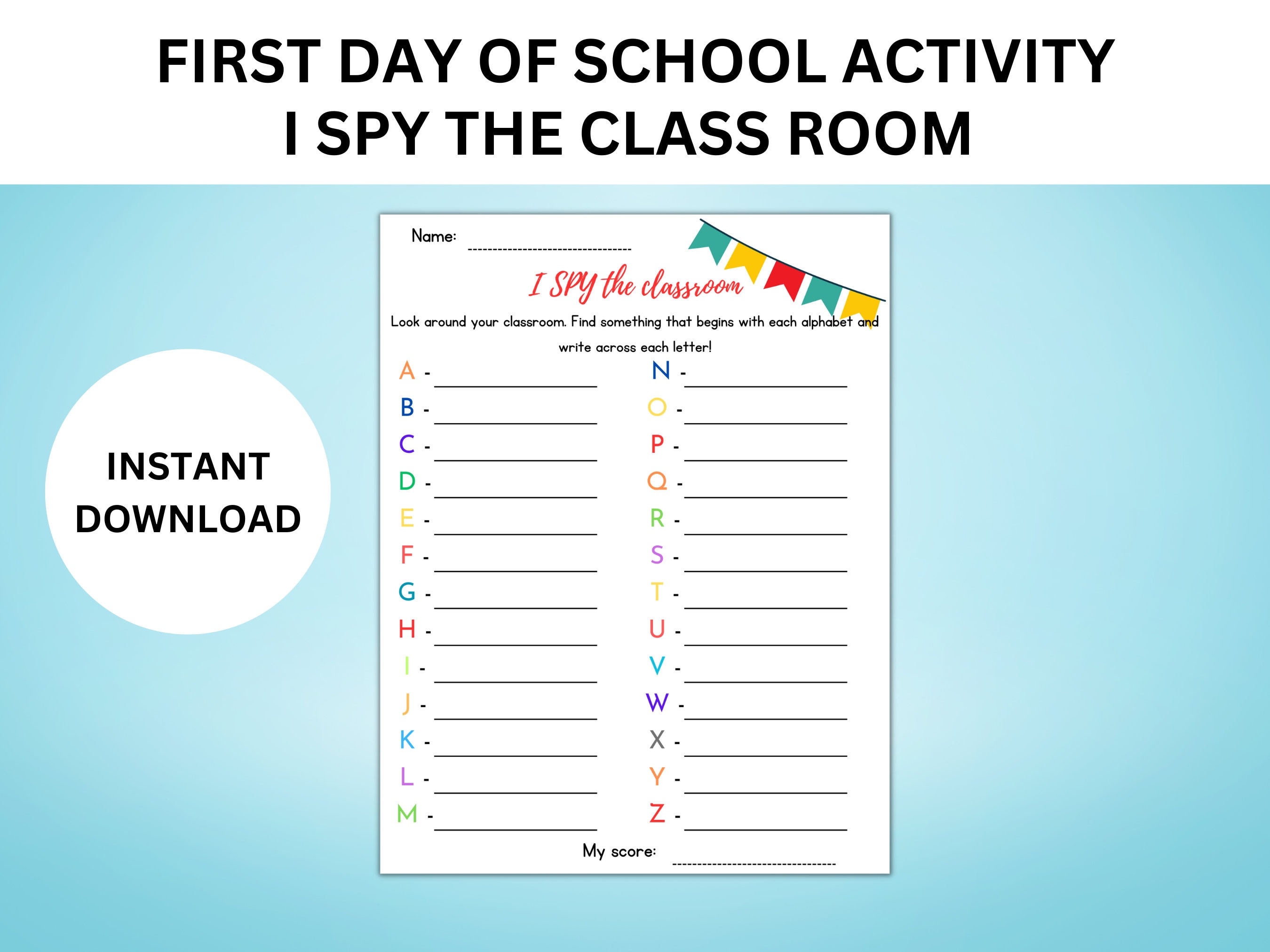 I Spy the Classroom Game, First Day of School Activity, Back to School ...
