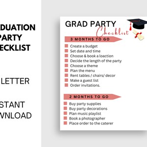 Graduation Party Checklist, Graduation Party Planning Checklist, Grad ...
