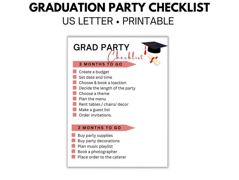Graduation Party Checklist, Graduation Party Planning Checklist, Grad ...