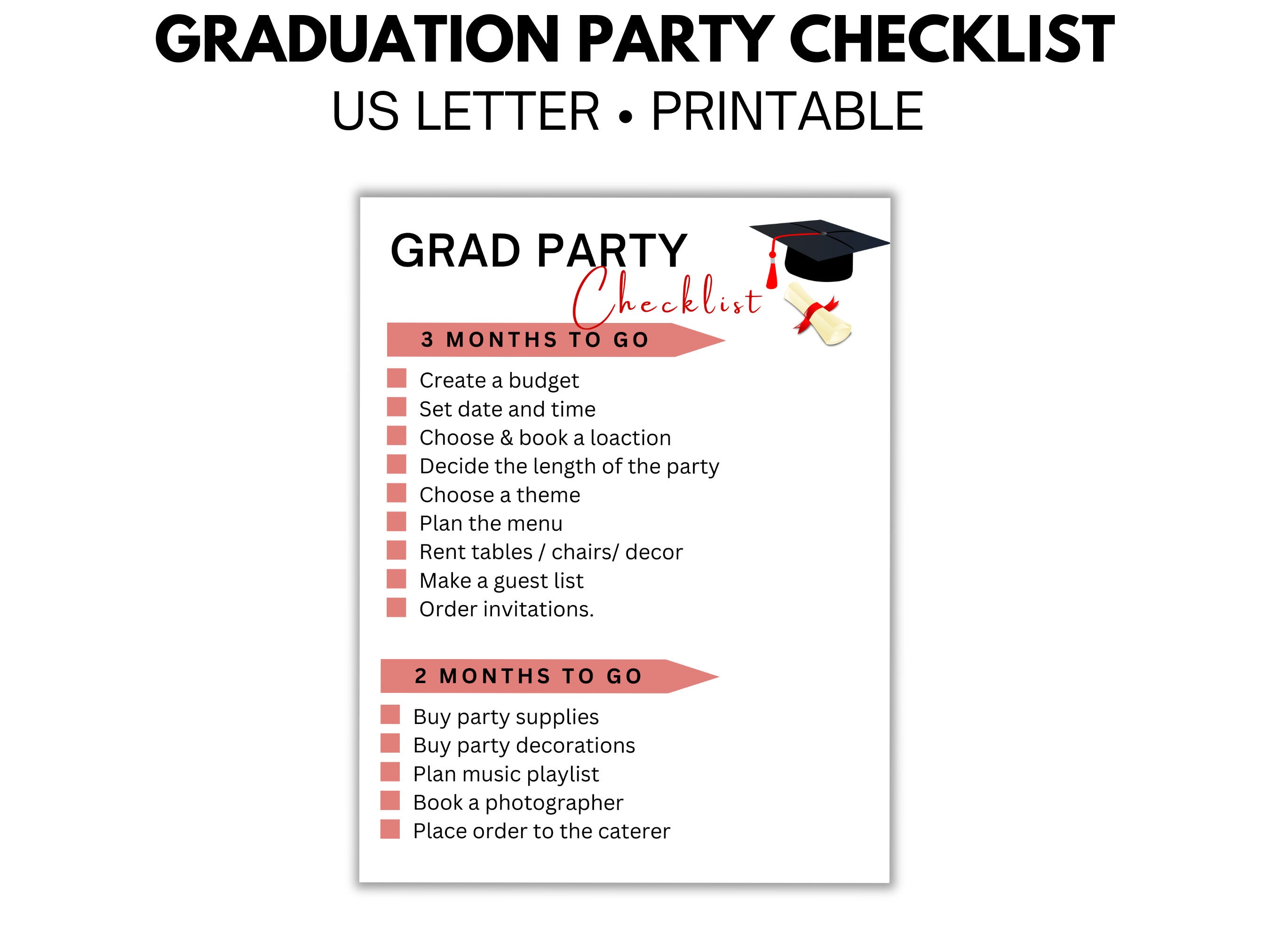 Graduation Party Checklist, Graduation Party Planning Checklist, Grad ...