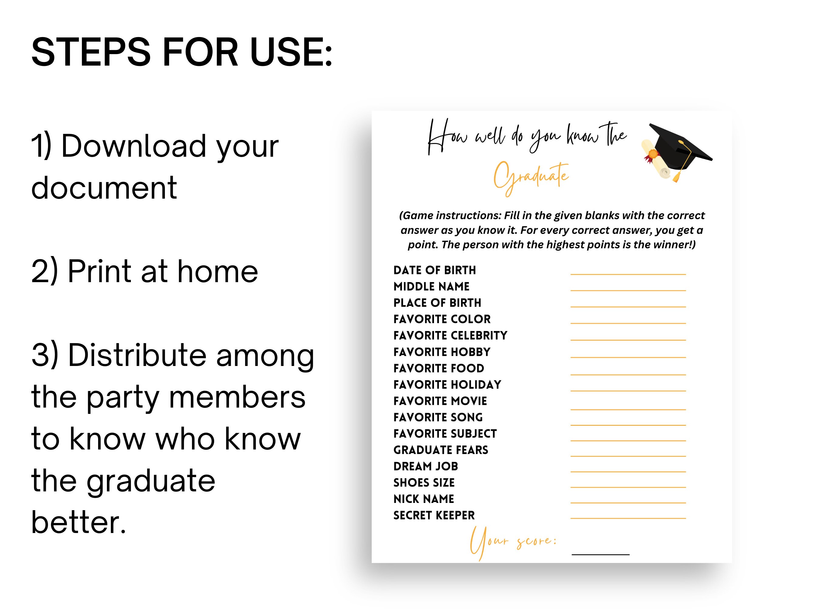 Graduation Party Games, Do You Know the Graduate, Who Knows the ...