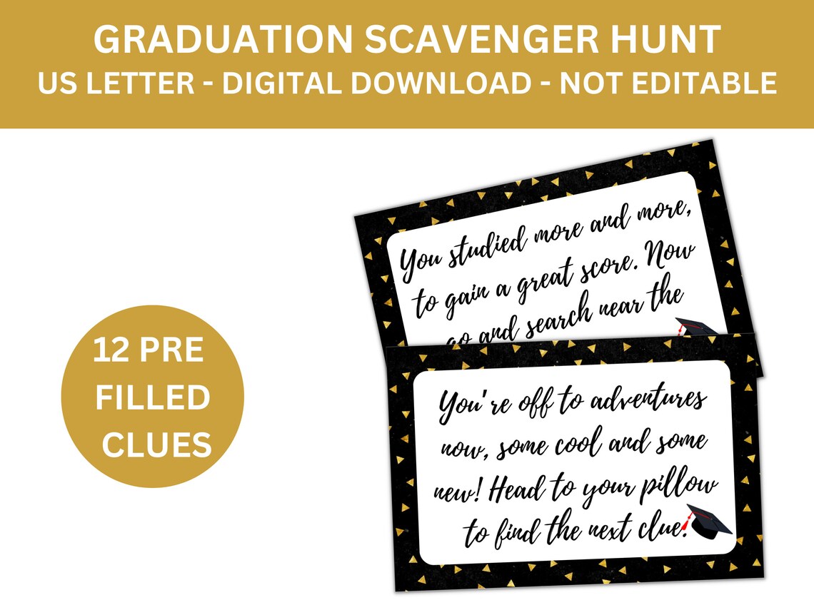 Graduation Scavenger Hunt, Graduation Party Treasure Hunt, Graduation ...
