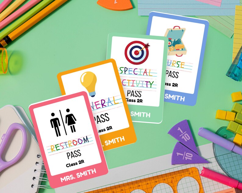 Classroom Hall Passes, Bathroom Pass, Nurse Pass, Back to School Pass ...