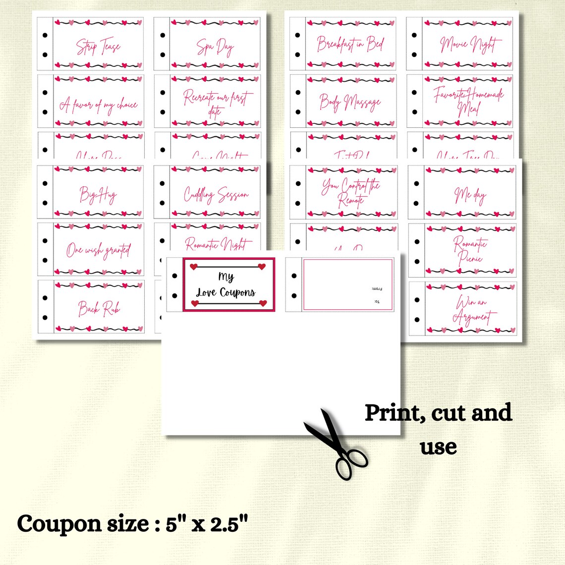 Editable Personalized Love Coupons, Couple Coupons, Love Coupons ...