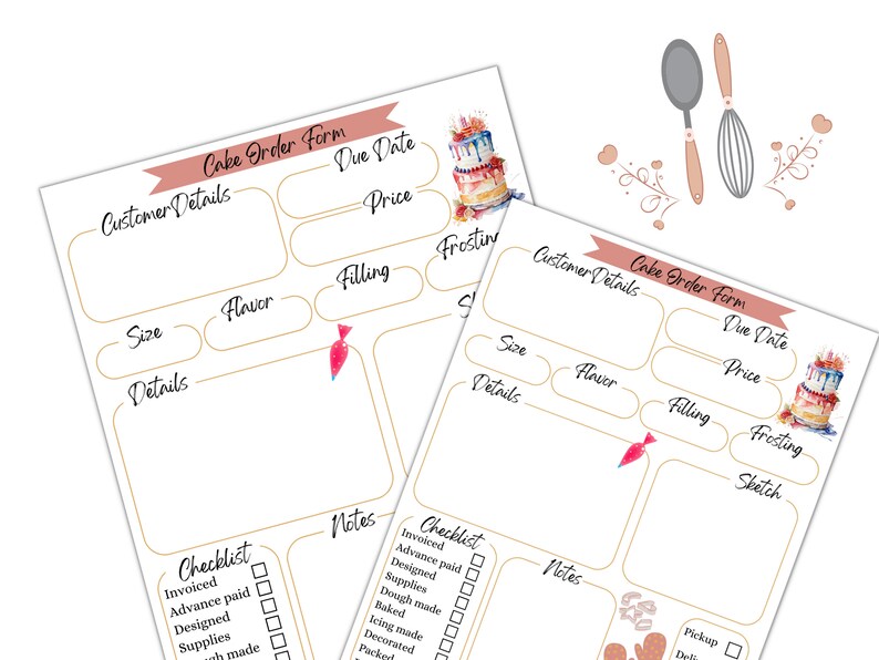 Cake Order Form, Bakery Order Form, Custom Order Form, Printable Order ...