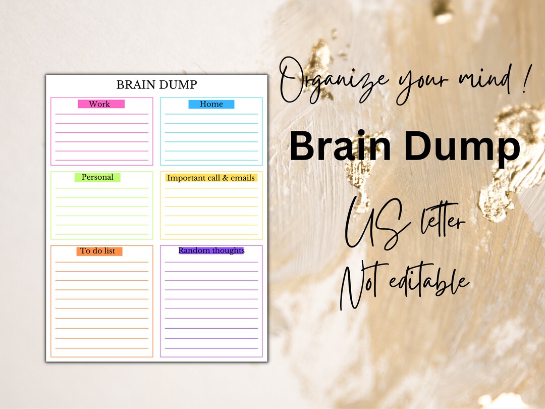 Brain Dump Printable, Brain Dump Planner, ADHD Planner Pages, Thought ...