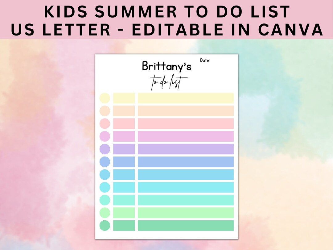 To Do List for Kids, Blank to Do List for Kids, Chore Chart for Kids ...