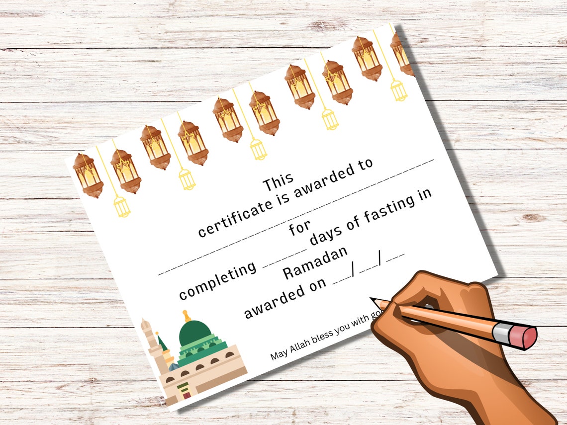 Ramadan Fasting Certificate, Fasting Certificate for Kids, Certificate ...