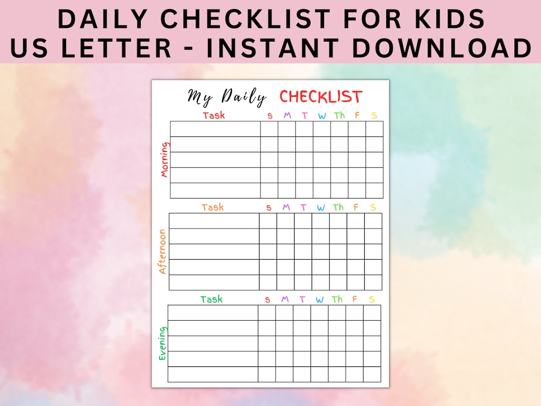Kids Daily Checklist, Kids Daily Routine, Kids Checklist, Kids Daily ...