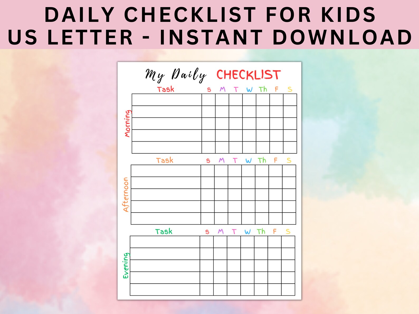 Kids Daily Checklist, Kids Daily Routine, Kids Checklist, Kids Daily ...