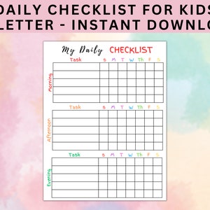 Kids Daily Checklist, Kids Daily Routine, Kids Checklist, Kids Daily ...