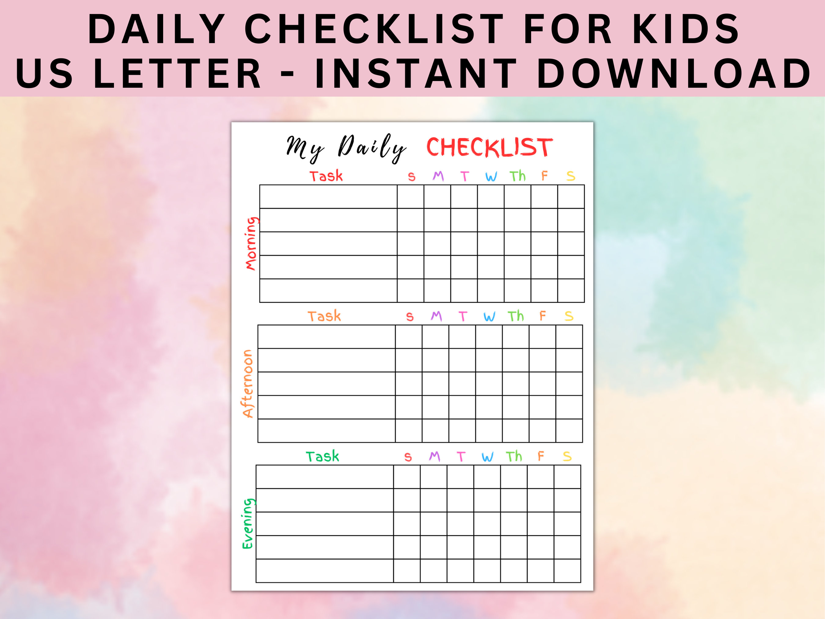 Kids Daily Checklist, Kids Daily Routine, Kids Checklist, Kids Daily ...