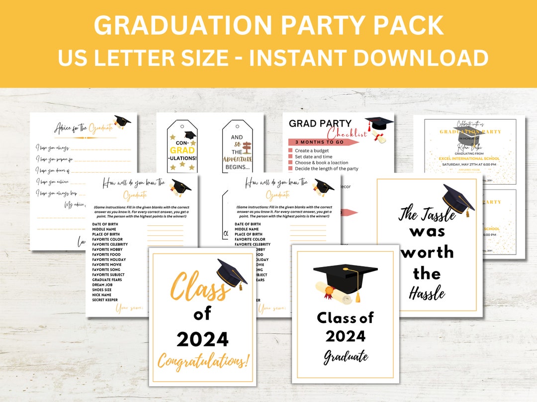 Graduation Party Pack, Graduation Invites, Graduation Games, Graduation ...