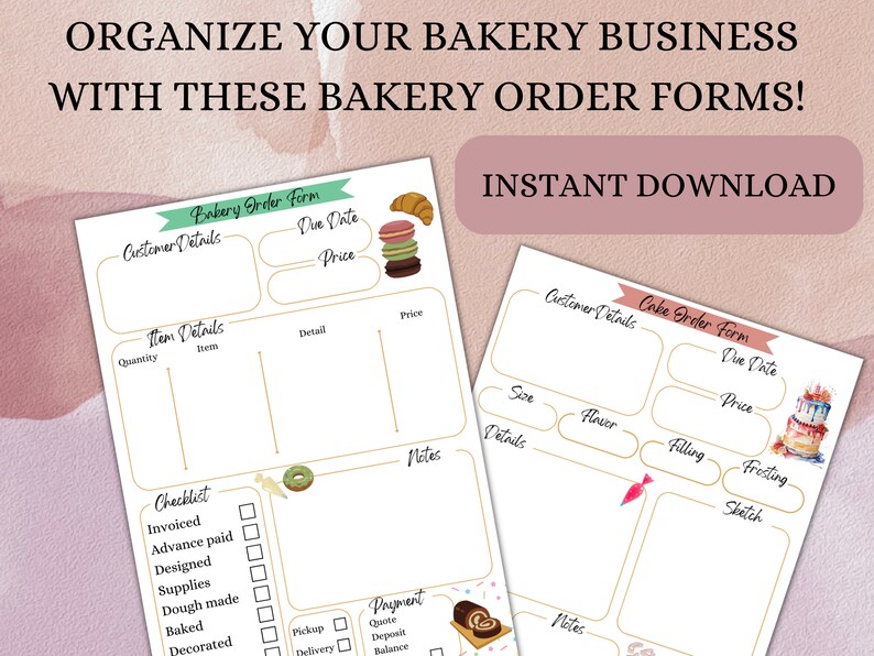 Cake Order Form, Bakery Order Forms, Bakery Order Form, Printable Order ...