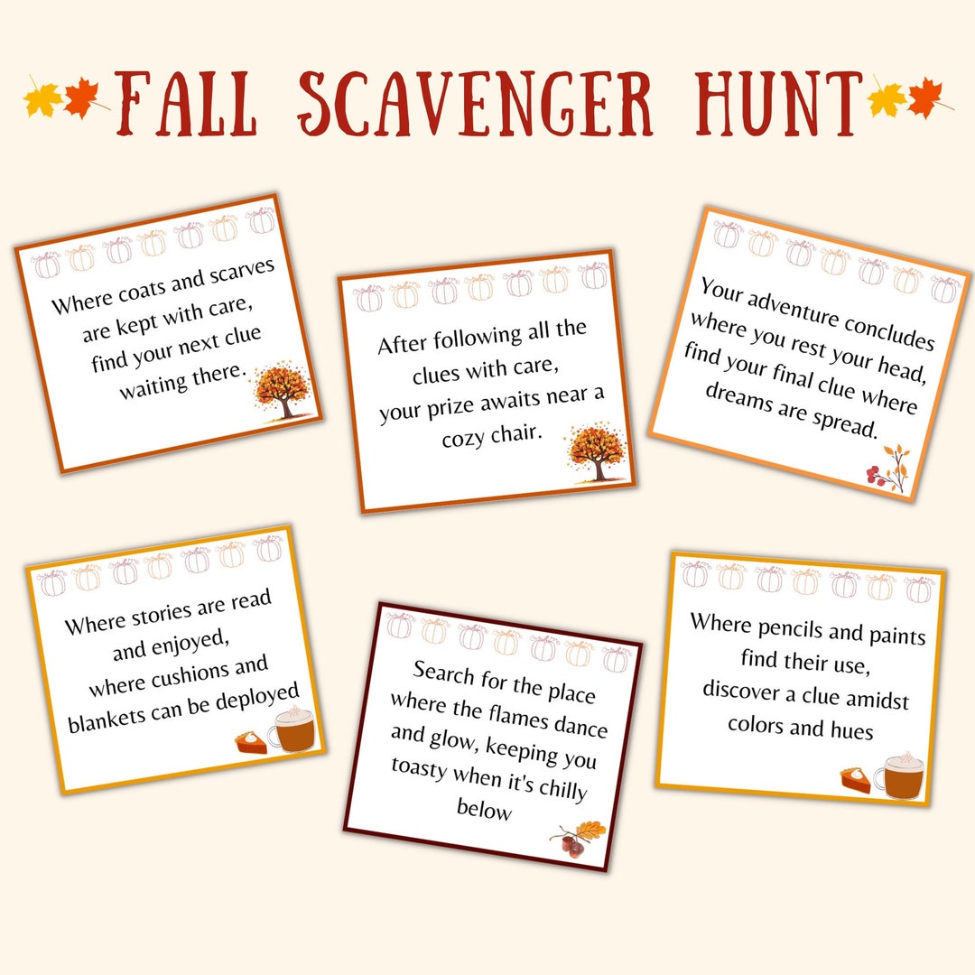 Fall Scavenger Hunt for Kids, Autumn Printable Games for Kids, Fall ...