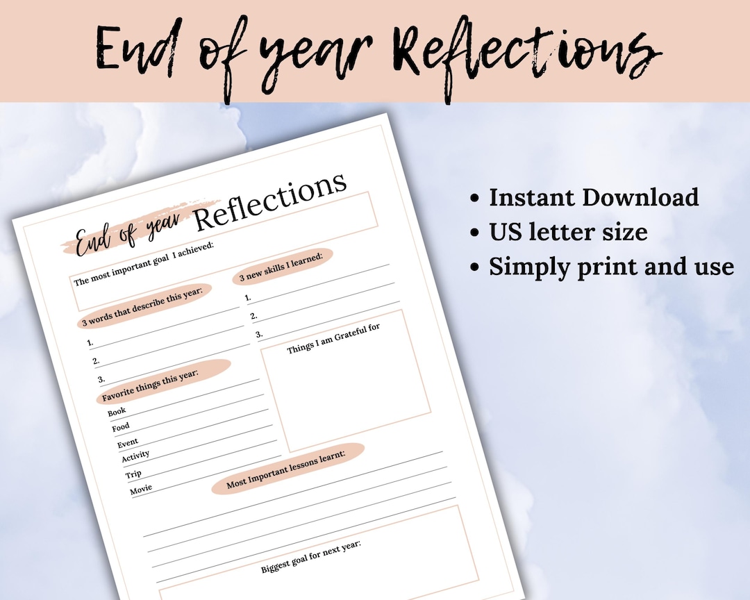End of Year Gratitude Printable, End of Year Review, Gratitude Journal ...