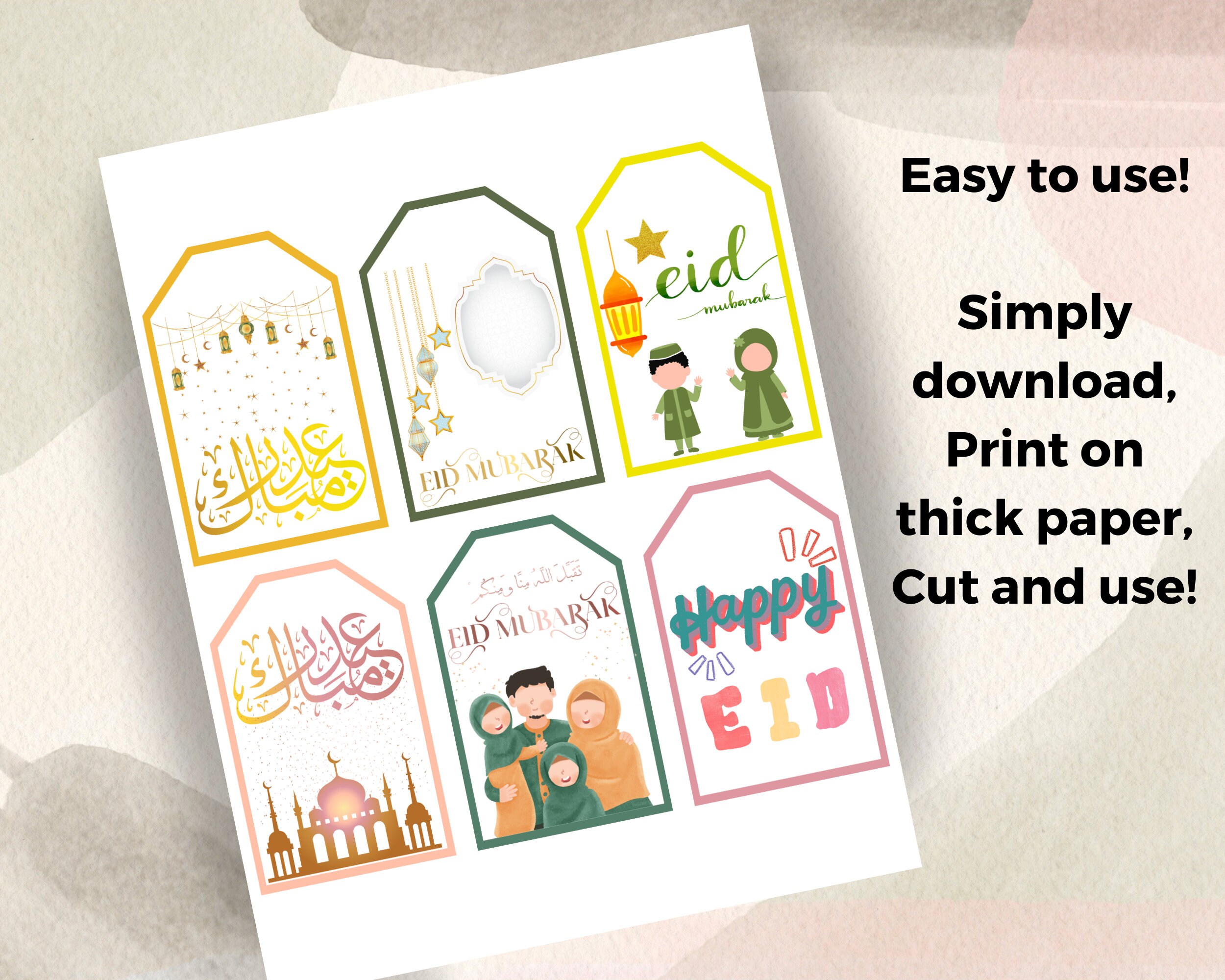Eid Mubarak Tags Printable, Eid Gift Tags, Happy Eid, Ramadan Eid Decor ...