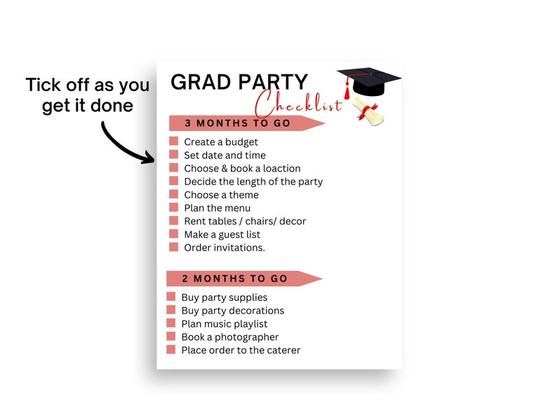 Graduation Party Checklist, Graduation Party Planning Checklist, Grad ...